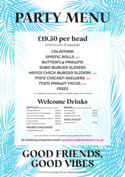 Menus – SOBO Beach